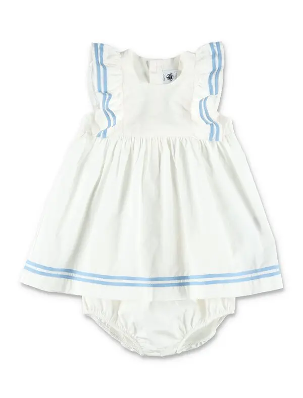 Petit Bateau Dress With Diaper Cover - White