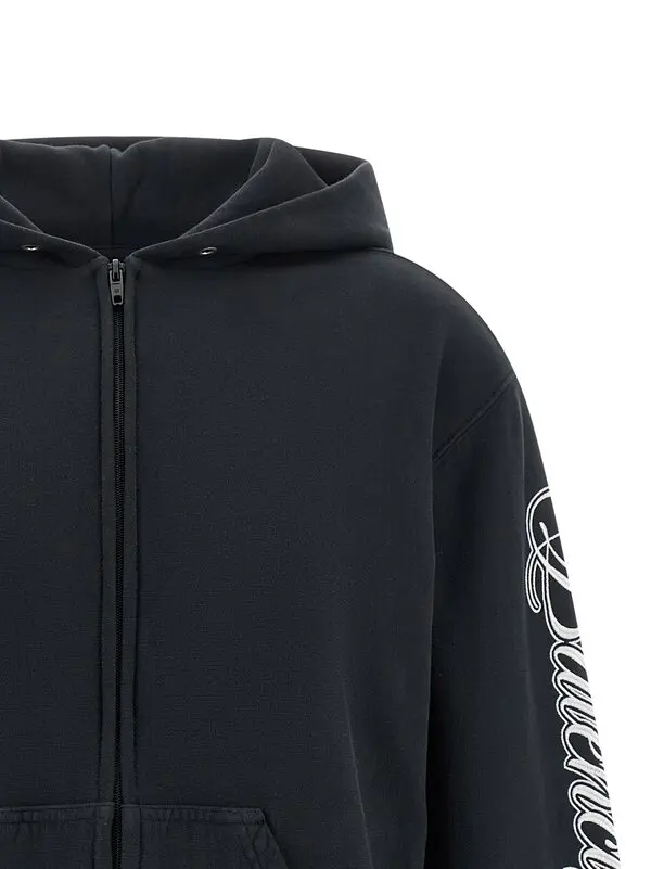 Balenciaga Cursive Zip Up Hoodie