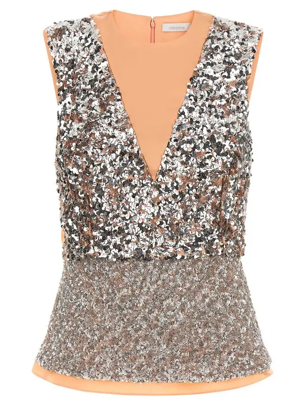 Rabanne Sequin Embellished Top - Pink