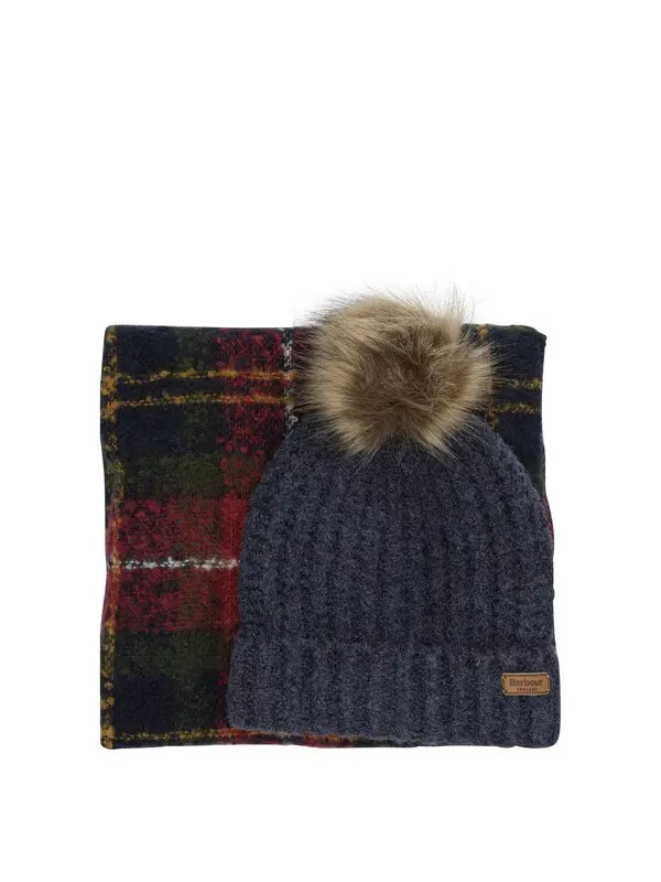 Barbour Beanie And Scarf Set - Purple