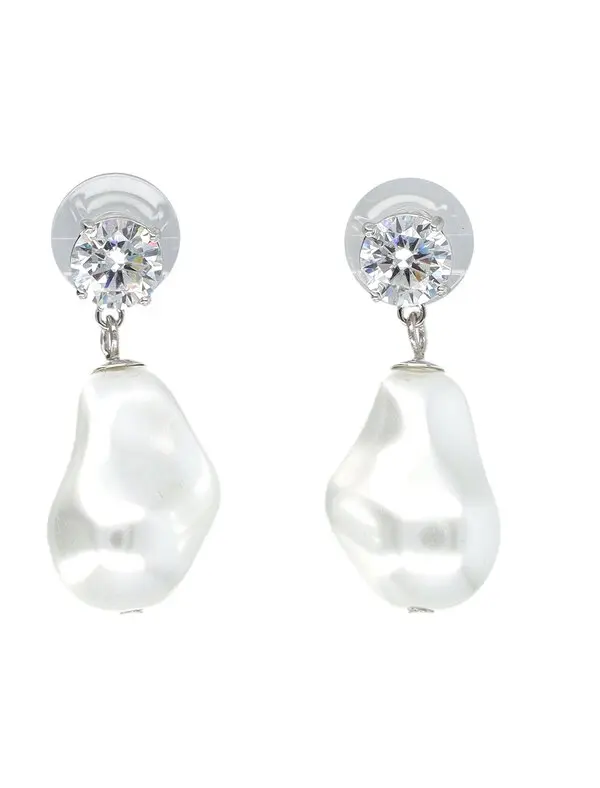 SELF-PORTRAIT Mottled Pearl Drop Earrings - Silver