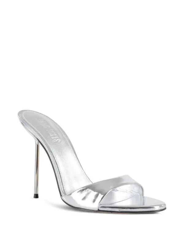 Paris Texas Lidia Leather Mules - Silver