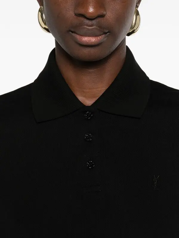 Saint Laurent Cotton Polo Dress - Black