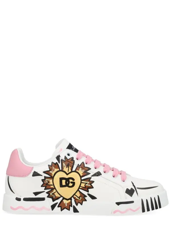 Dolce & Gabbana Portofino Leather Sneakers - Pink