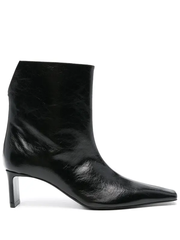 Khaite Ona Leather Ankle Boots - Black