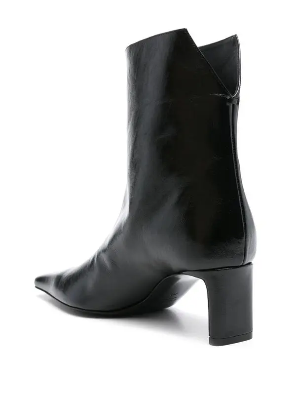 Khaite Ona Leather Ankle Boots - Black