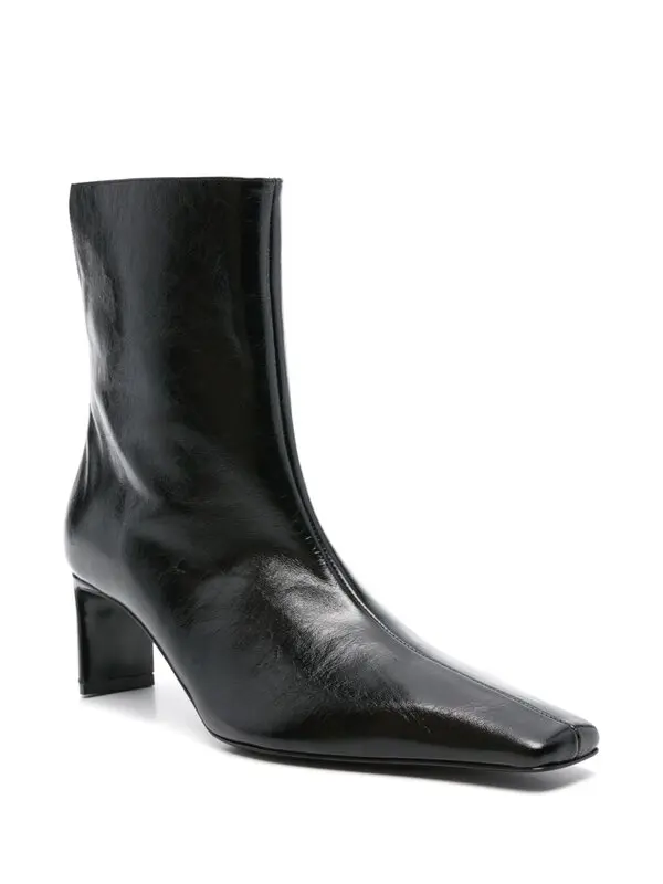 Khaite Ona Leather Ankle Boots - Black