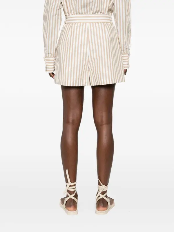 IRO PARIS Striped Cotton Shorts - Beige