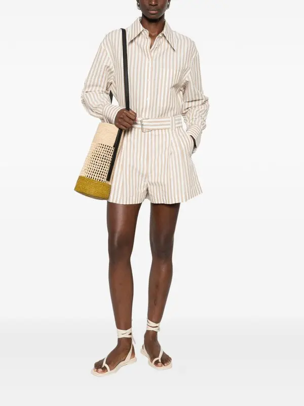 IRO PARIS Striped Cotton Shorts - Beige
