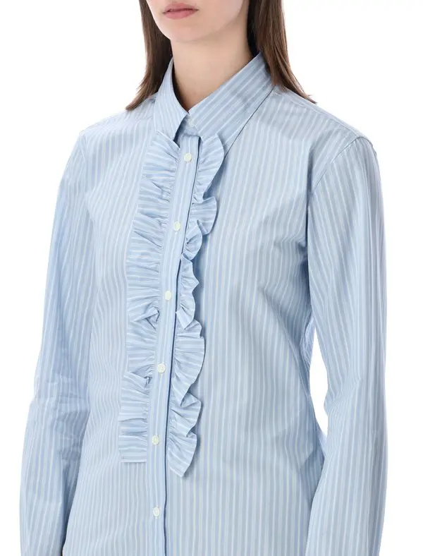 Ami Striped Ruffle Shirt