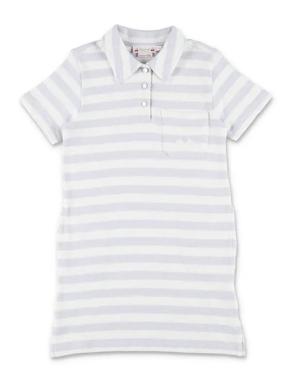 Bonpoint Striped Cotton Polo Dress - Lilac White Stripes