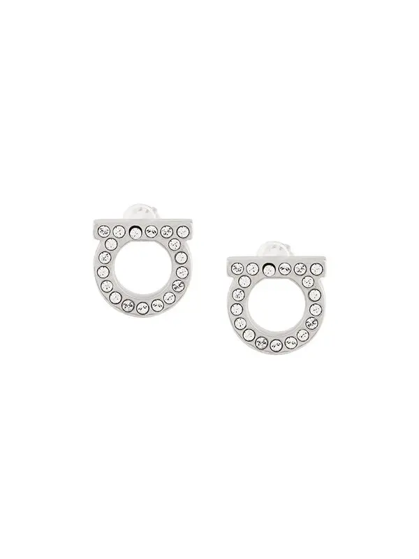 FERRAGAMO Gancini Stud Earrings - Silver
