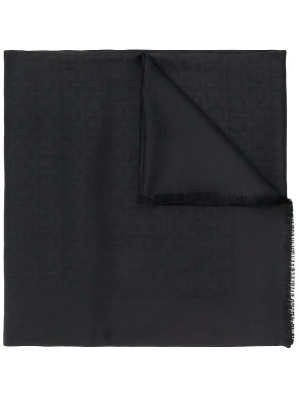 FERRAGAMO Gancini Silk And Wool Stole - Black
