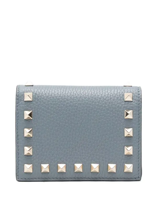 Valentino Garavani Rockstud Leather Flap Wallet - Grey