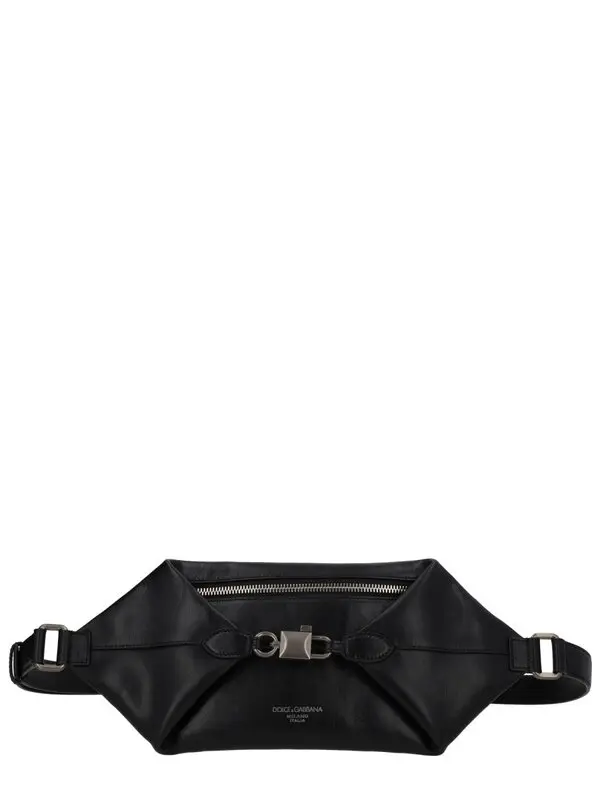 Dolce & Gabbana Leather Pouch With Lock - Black