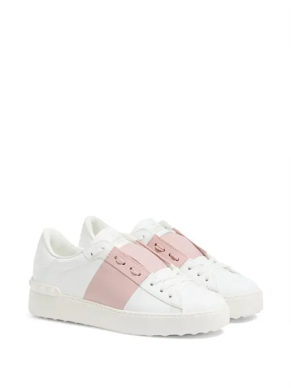 Valentino Garavani Open Leather Sneakers - Powder