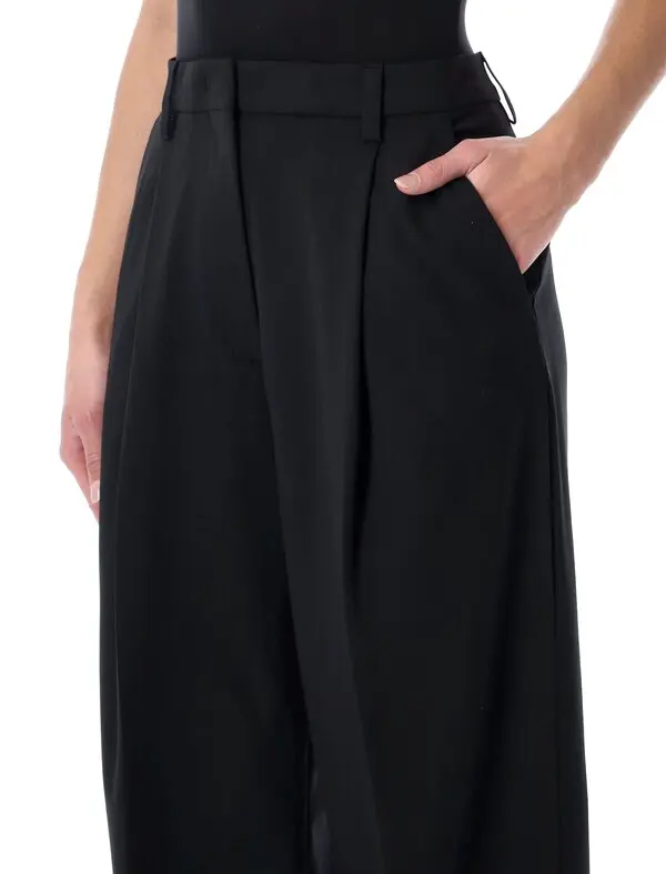 THE LATEST Wool Wide-leg Trousers - Black