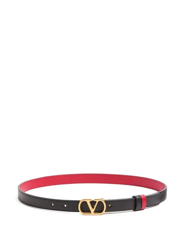 Valentino Garavani Vlogo Signature Leather Belt - Black