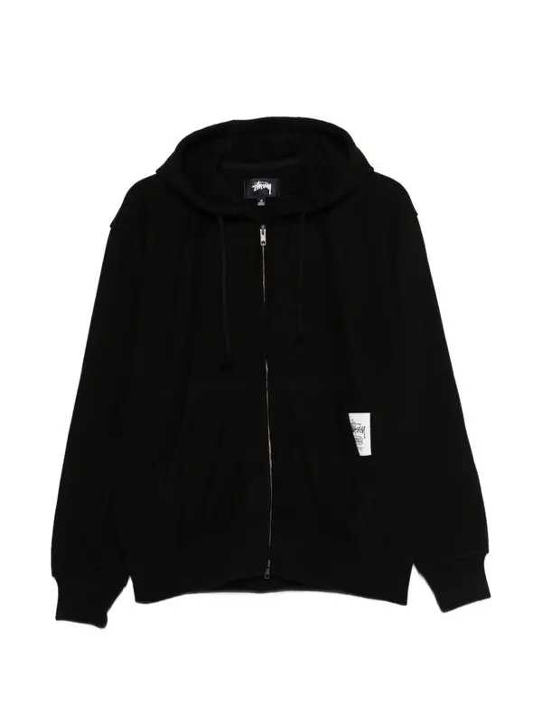 STÃ¼SSY Long Sleeve Full Zip Hoodie - Black