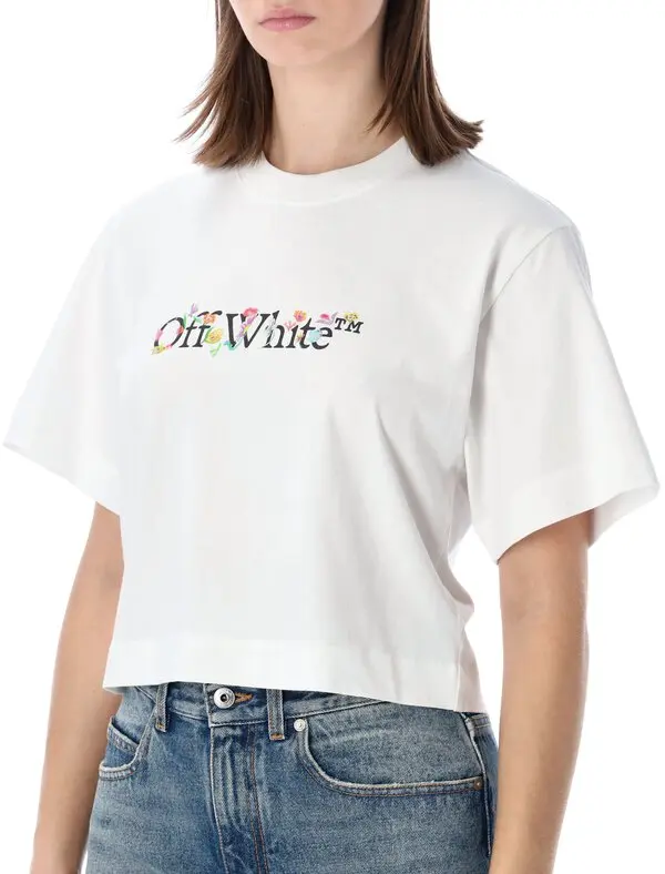 Off White Flower Crop T-shirt