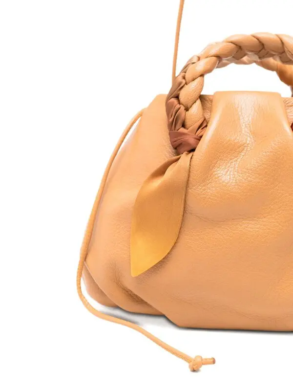 Hereu Bombon Foulard Leather Handbag - Camel