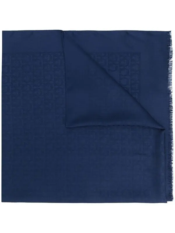 FERRAGAMO Gancini Silk And Wool Stole - Blue