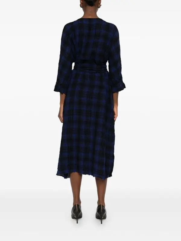DANIELA GREGIS Tartan Wool Midi Dress