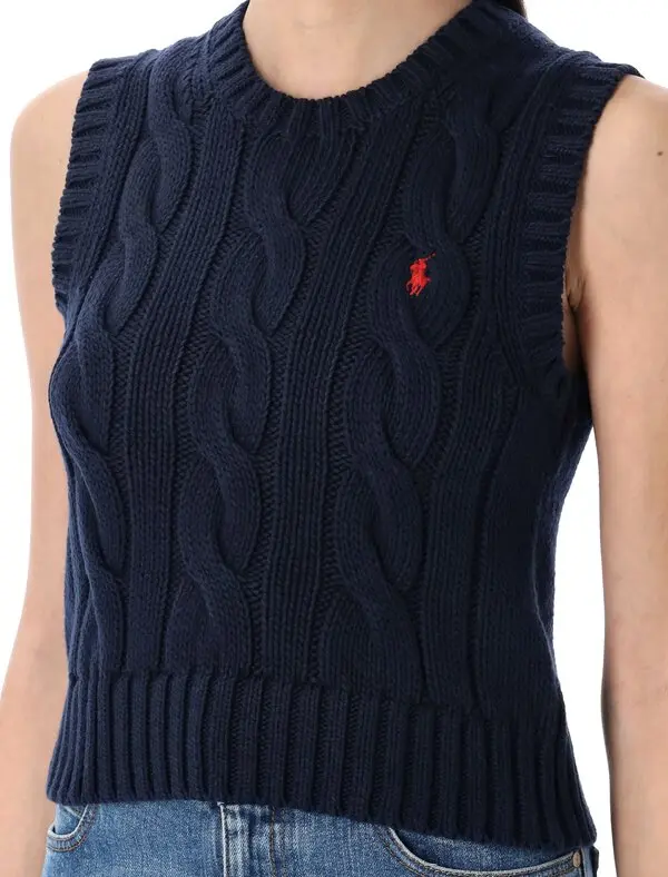 Polo Ralph Lauren Cropped Cable Knit Vest