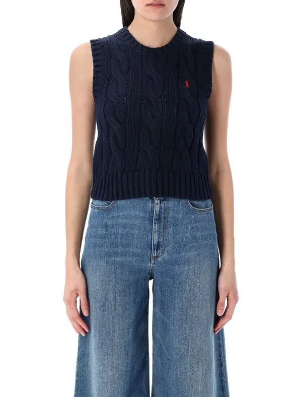Polo Ralph Lauren Cropped Cable Knit Vest