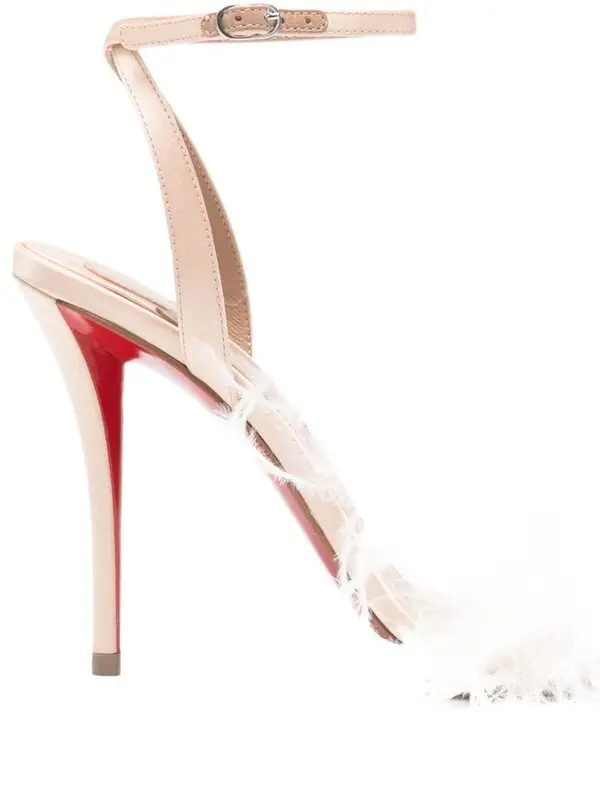 CHRISTIAN LOUBOUTIN Miss Z Plumes Stiletto Heels - Powder