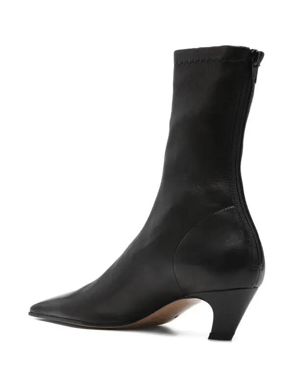 Khaite Arizona Leather Ankle Boots - Black