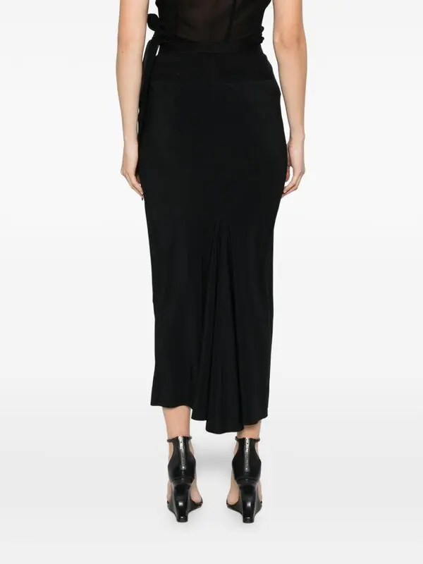 Rick Owens Cotton Blend Midi Skirt - Black