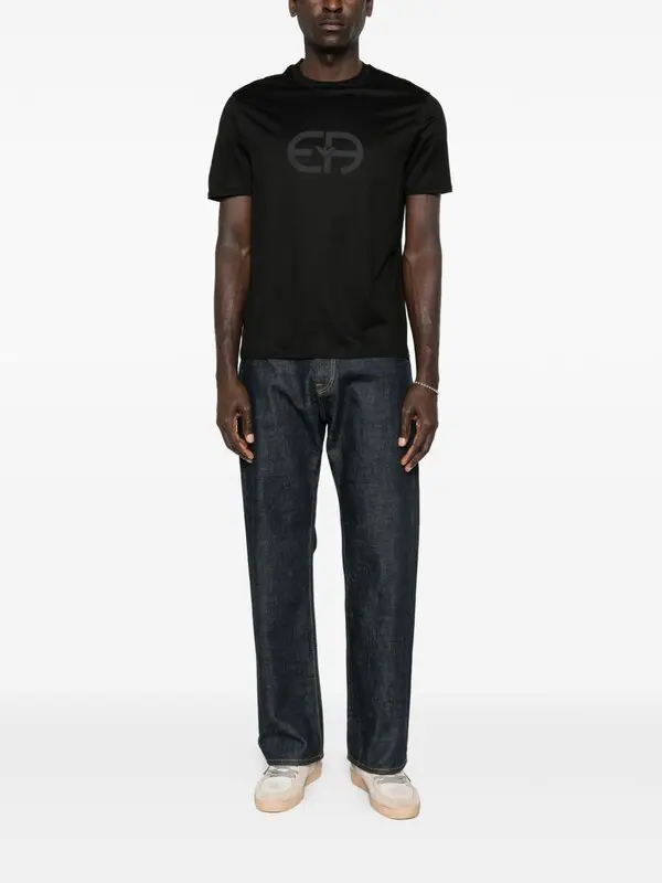 Emporio Armani Logo Cotton T Shirt - Black