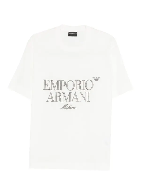 Emporio Armani Logo Cotton T Shirt - White