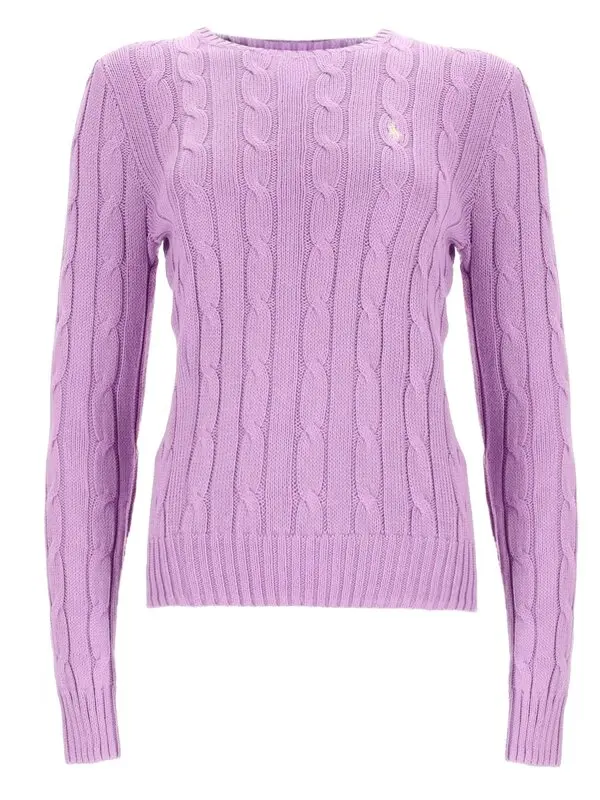Polo Ralph Lauren Cable Knit Sweater With Logo - Purple