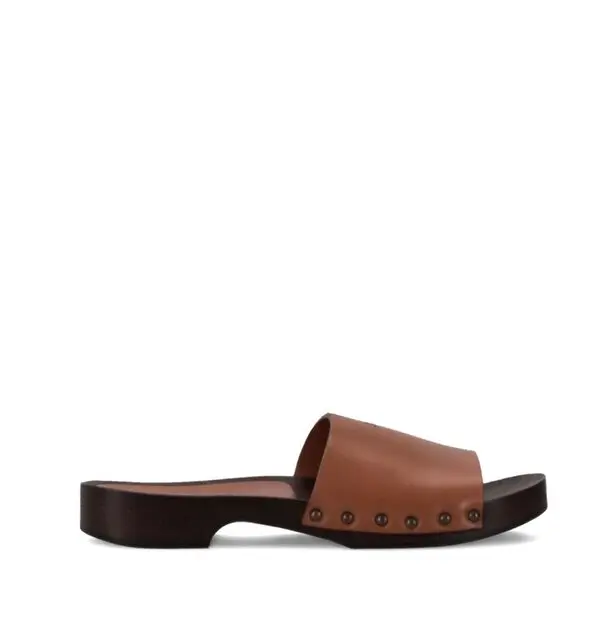 LA ROSE Leather Clogs - Cuoio