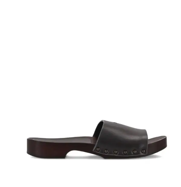LA ROSE Leather Clogs - Grigio