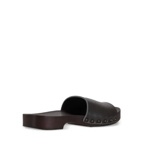 LA ROSE Leather Clogs - Grigio
