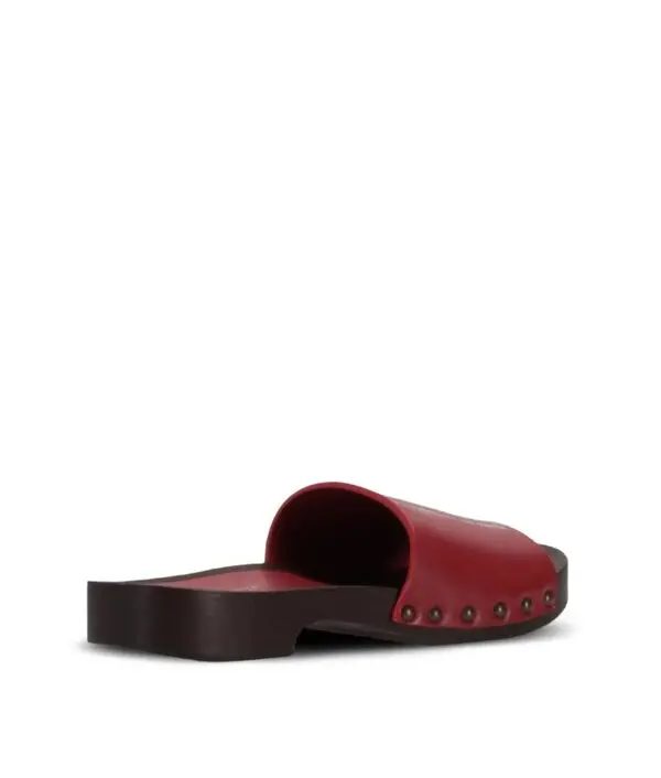 LA ROSE Leather Clogs - Rosso