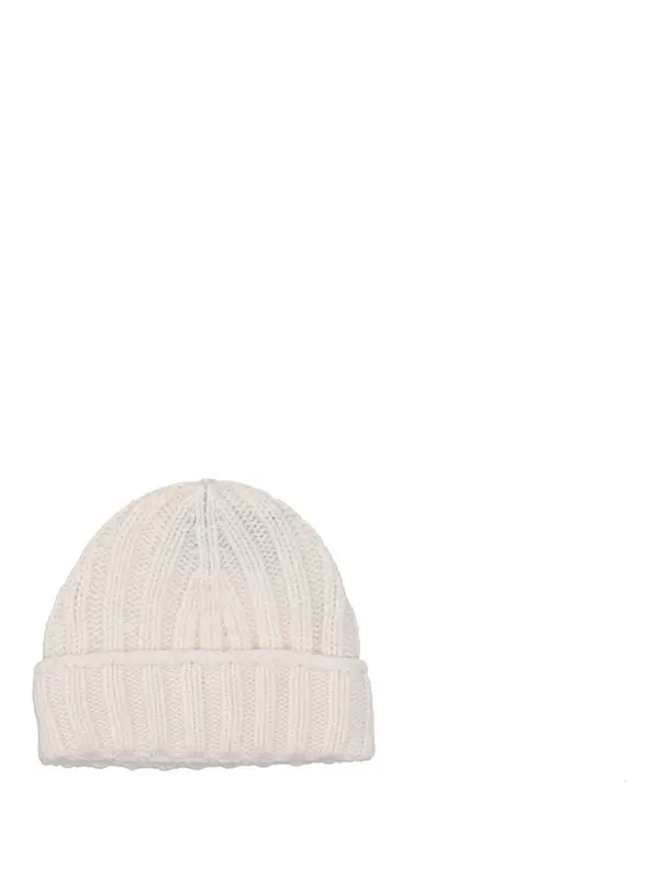 LA ROSE Ribbed Beanie - White
