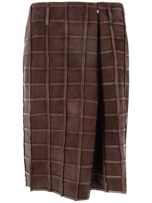NICCOLO PASQUALETTI Piega Square Suede Patchwork Skirt