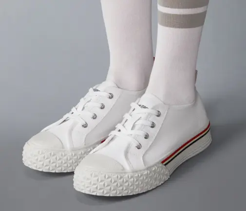 Thom Browne Collegiate Low Top Trainer With Tartan Tread Sole - White