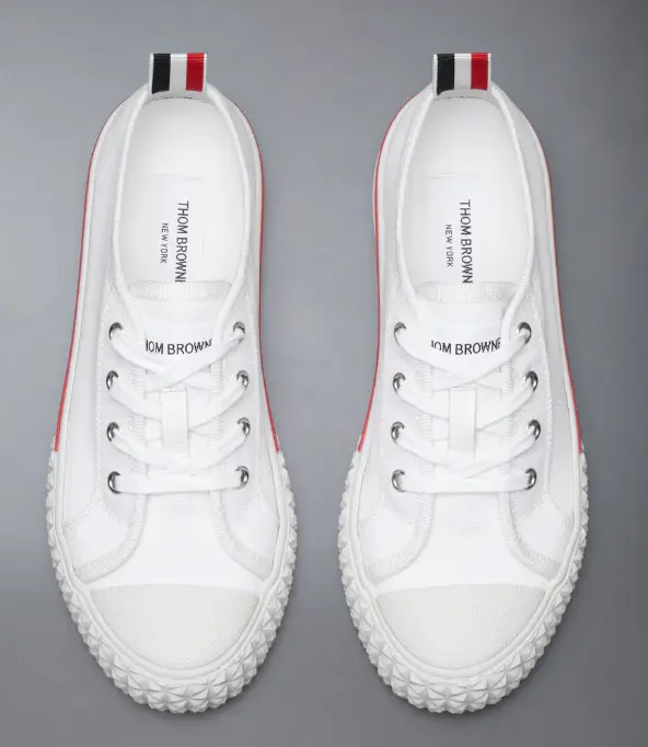 Thom Browne Collegiate Low Top Trainer With Tartan Tread Sole - White