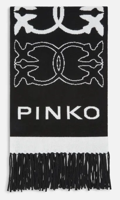 Pinko Jacquard Logo Scarf - Nero/bianco