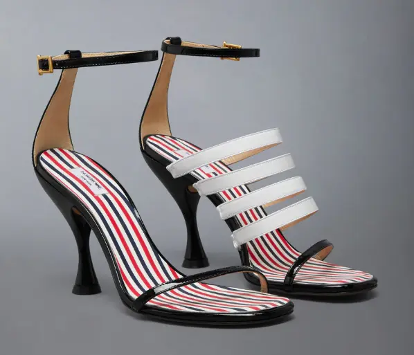 Thom Browne 4-bar Strappy Heel Sandals - Blk/wht