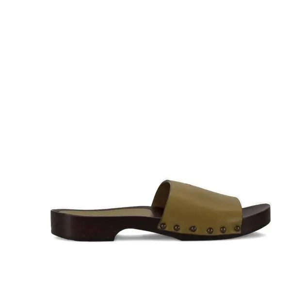 LA ROSE Leather Clogs - Lime