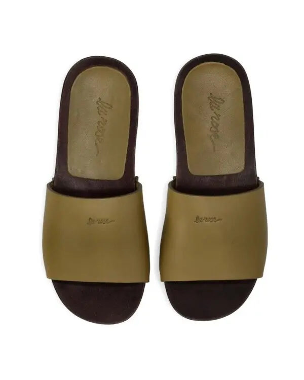 LA ROSE Leather Clogs - Lime