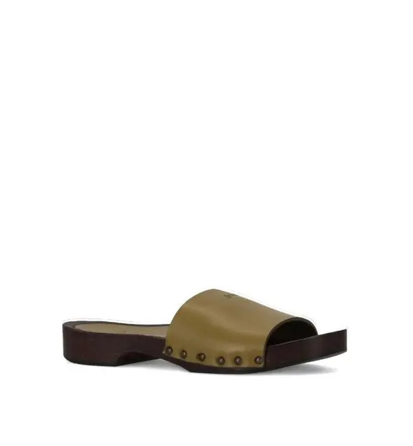 LA ROSE Leather Clogs - Lime