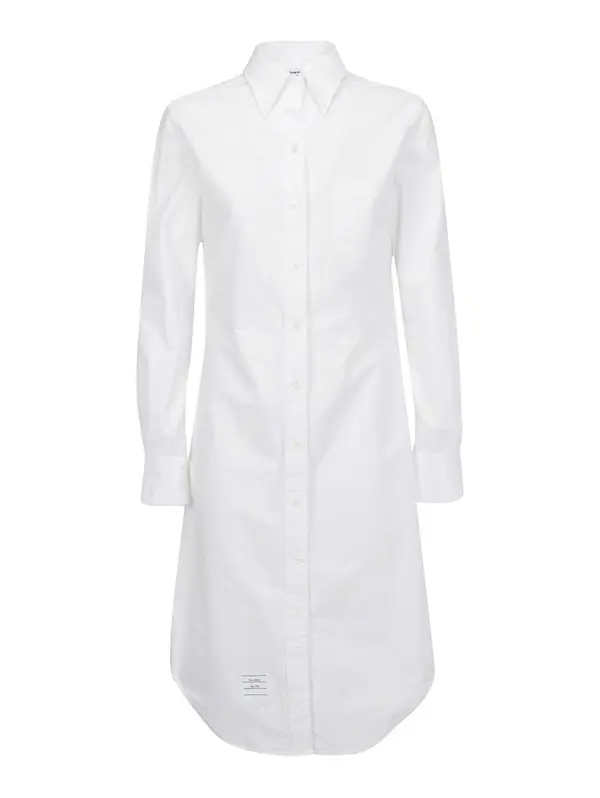 Thom Browne Classic Long Sleeve Oxford Shirt Dress - White
