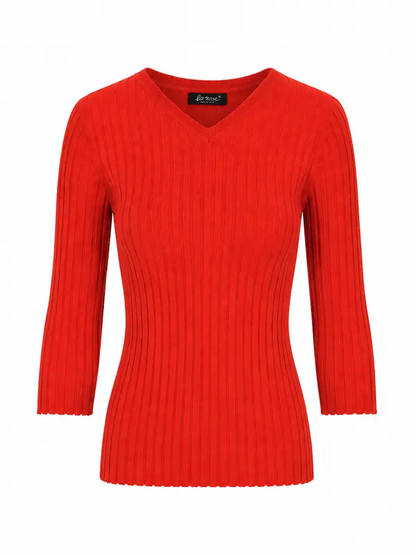LA ROSE Cashmere And Silk Top - Rosso Fuoco
